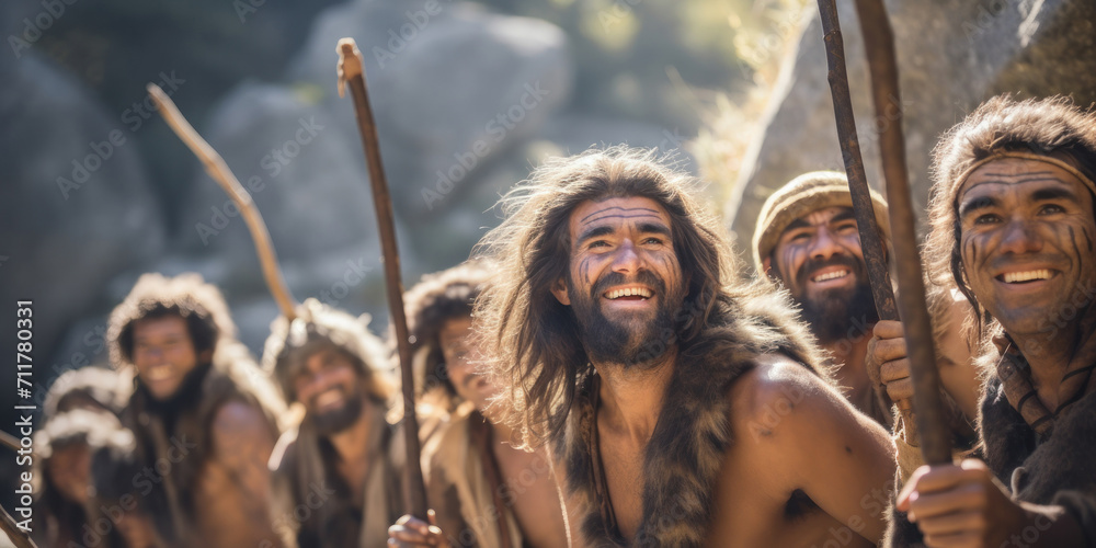 Neanderthals warriors, emphasizing strength and survival through the ...