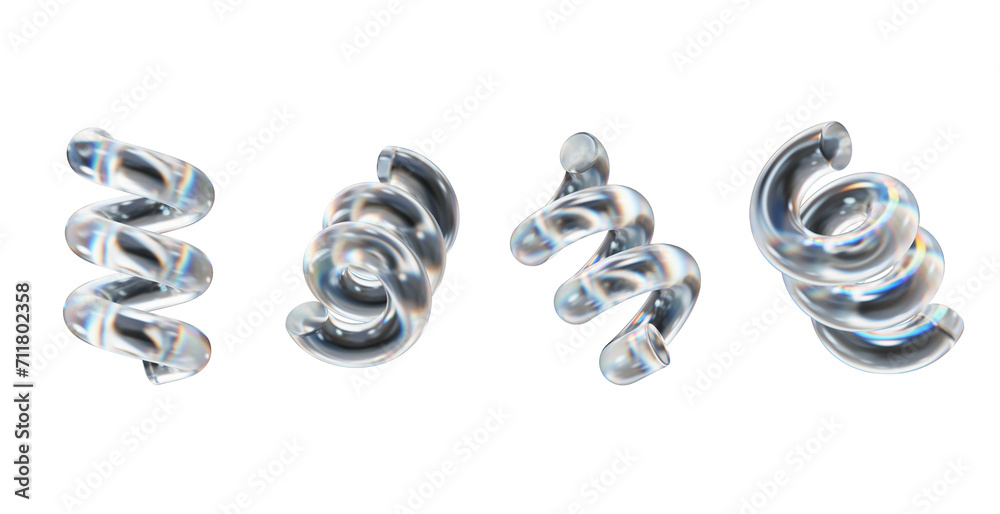 Crystal spring geometry shape set isolated background 3d rendering ...