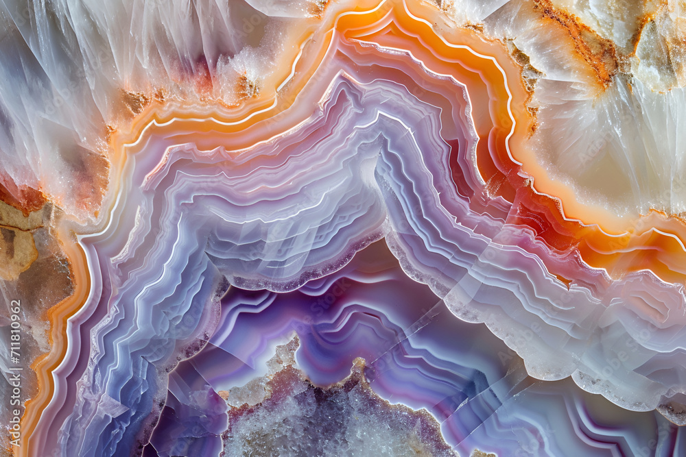 A cross-section of a geode revealing mesmerizing layers of mineral ...