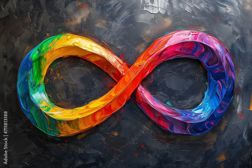 rainbow colourful infinity mark abstract painting of autism rights ...