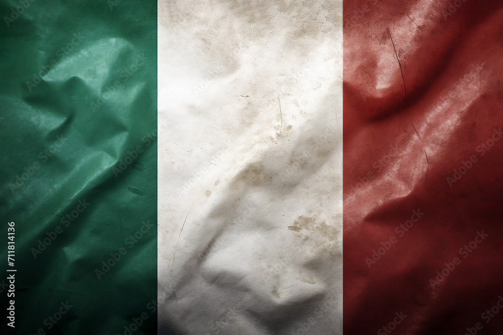 Flag of Italy background with a distressed vintage weathered effect ...