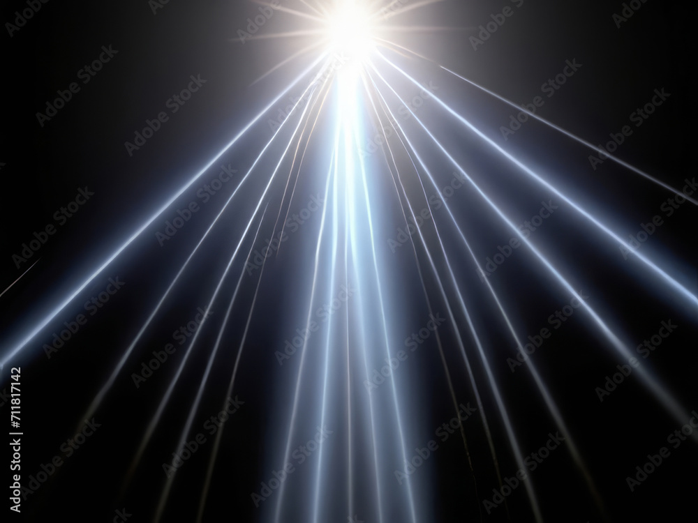 Top Center Light Effect Bright Sun with Beam with Long Blue Beams ...