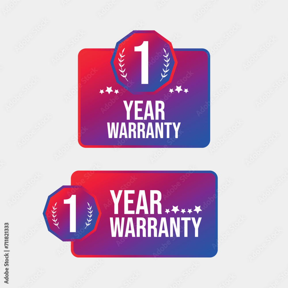 One year Warranty. Two different designs of 1 year warranty stamp ...