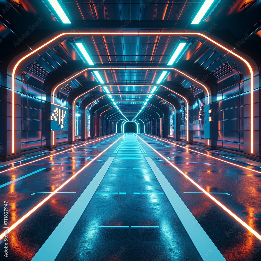 Foto de futuristic indoor running track, with a pristine, smooth, and ...