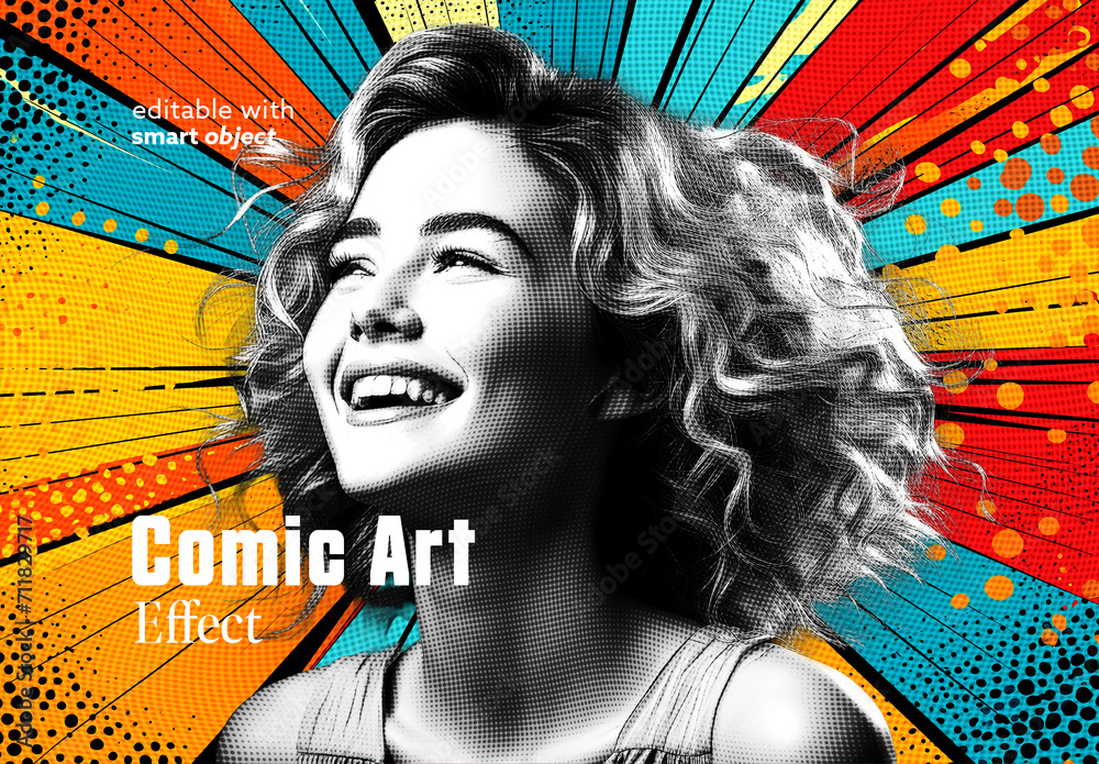 Comic Art Photo Effect. Some Elements AI Generated Stock Template ...