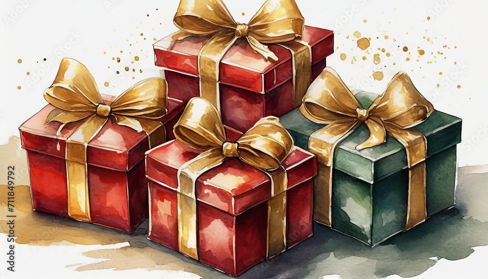 red gift boxes with gold ribbons birthday christmas gif box on white ...