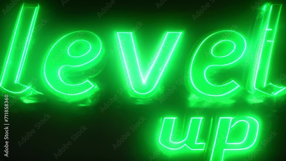 Level up text in green letters. Video game screen animation Level Up ...