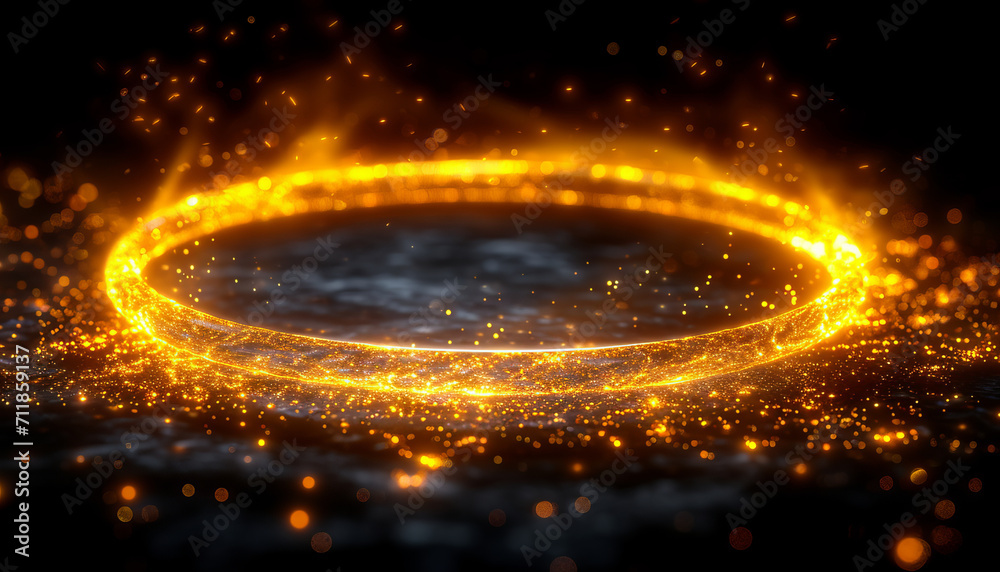 yellow laser effect neon glowing frame background. repetitive motion ...