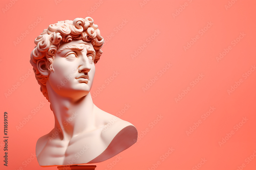 Gypsum statue of David's head, Michelangelo's David statue plaster copy ...