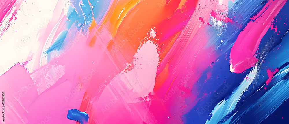 A vibrant and energetic explosion of magenta paint splatters creates a ...