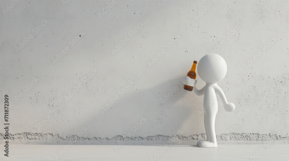 Chilled Sip: White Stick Figure Toasts Amidst Concrete Coolness ...