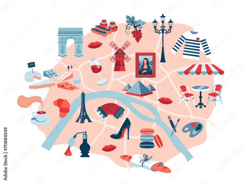 City map of Paris, France capitale. Big bundle collection of parisian ...