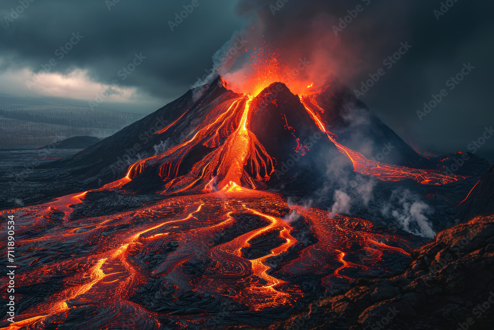 Volcanic eruption impact, a powerful image showcasing the impact of a ...