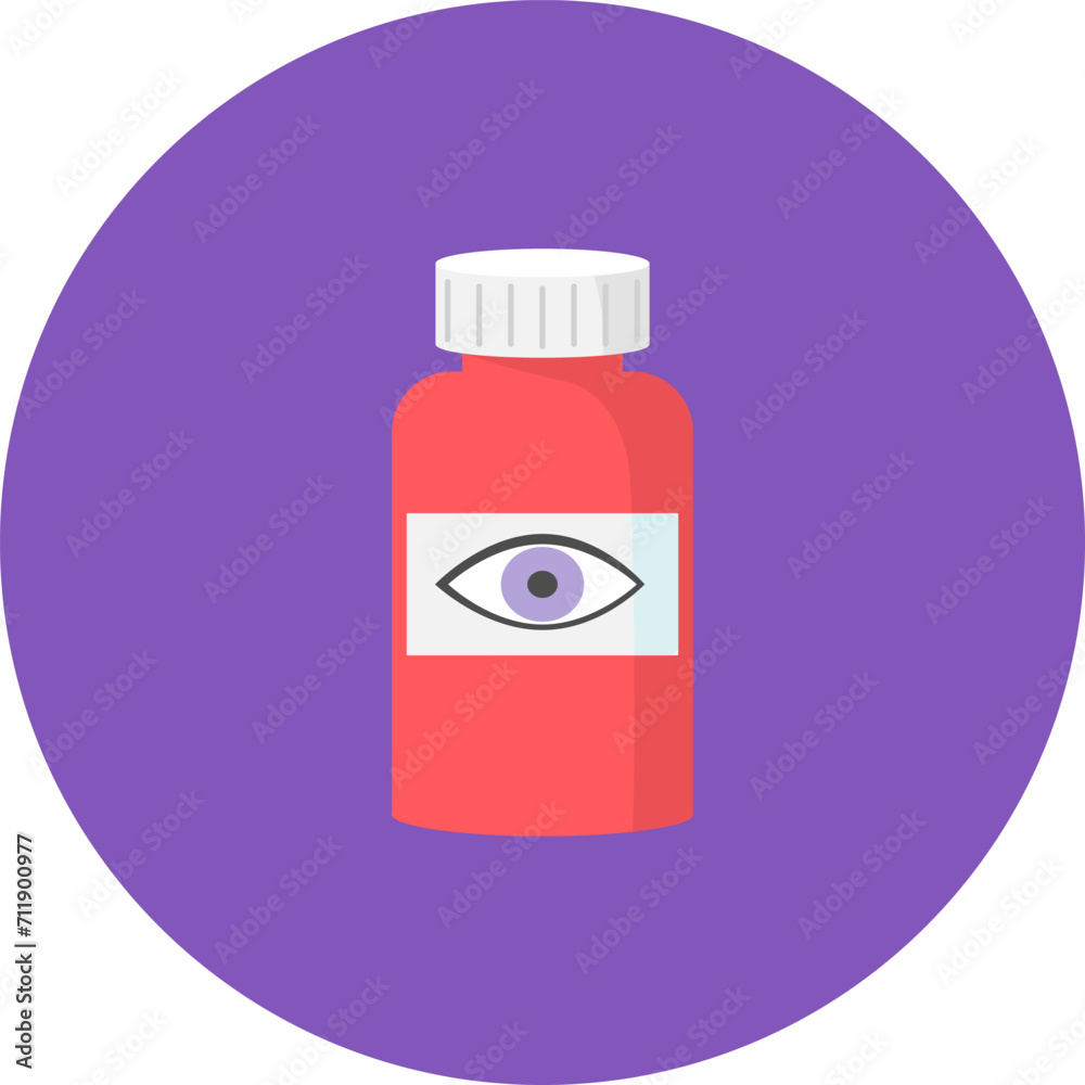 Red eye drops bottle with eye symbol on label, healthcare concept ...