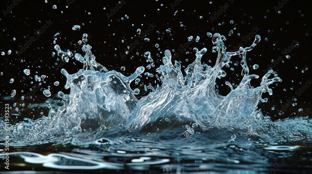 Ultra-realistic depiction of water colliding dynamically in mid-air ...