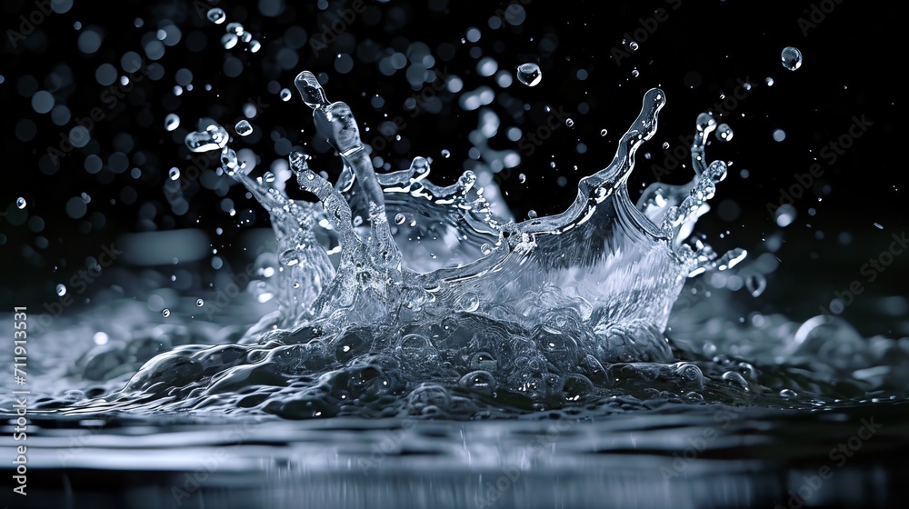 Ultra-realistic depiction of water colliding dynamically in mid-air ...