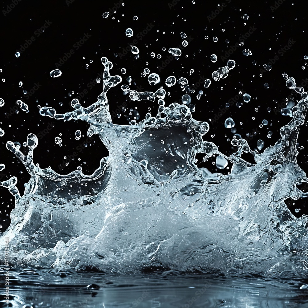 Ultra-realistic depiction of water colliding dynamically in mid-air ...