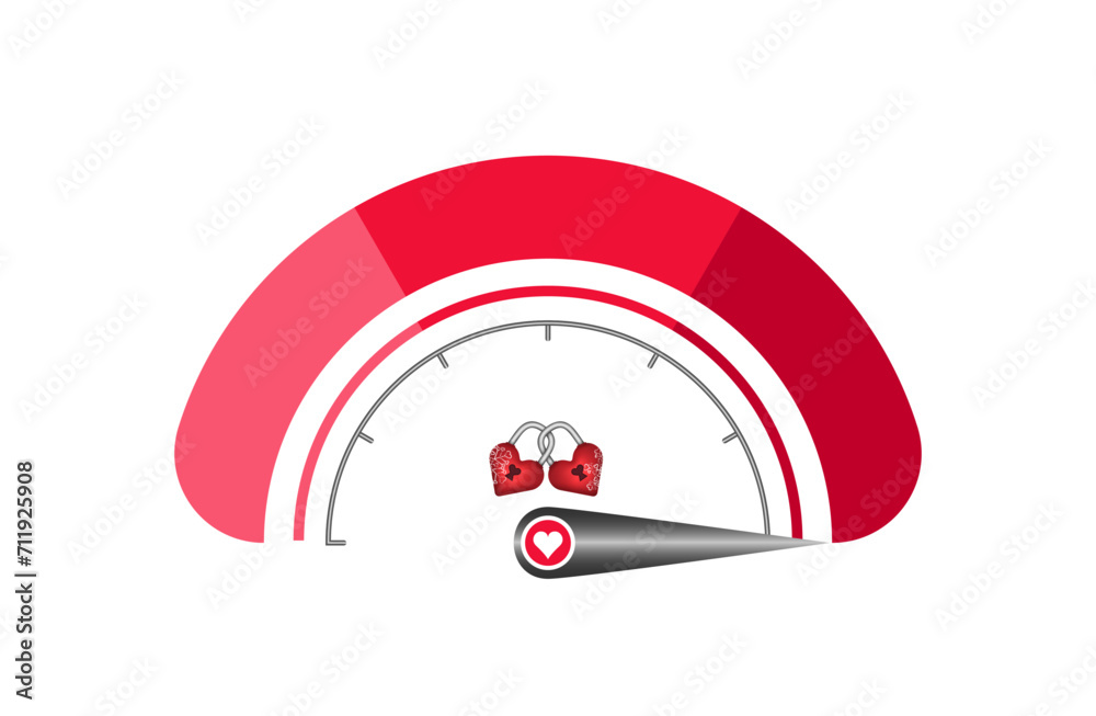 Love level measurement vector illustration set with indicator, red ...