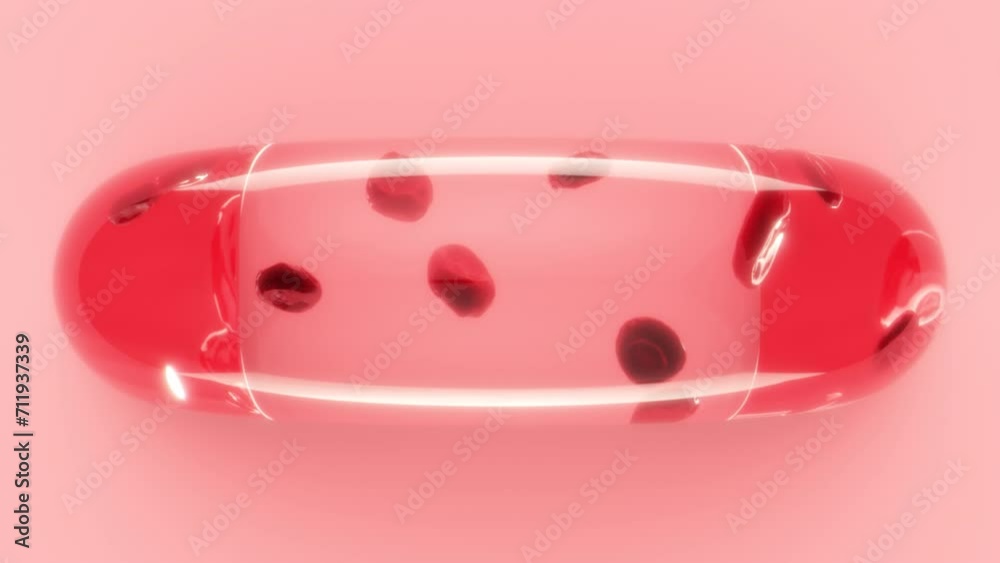 Vidéo Stock Blood Cells In Glass Tube Loop. Blood cells circulating ...