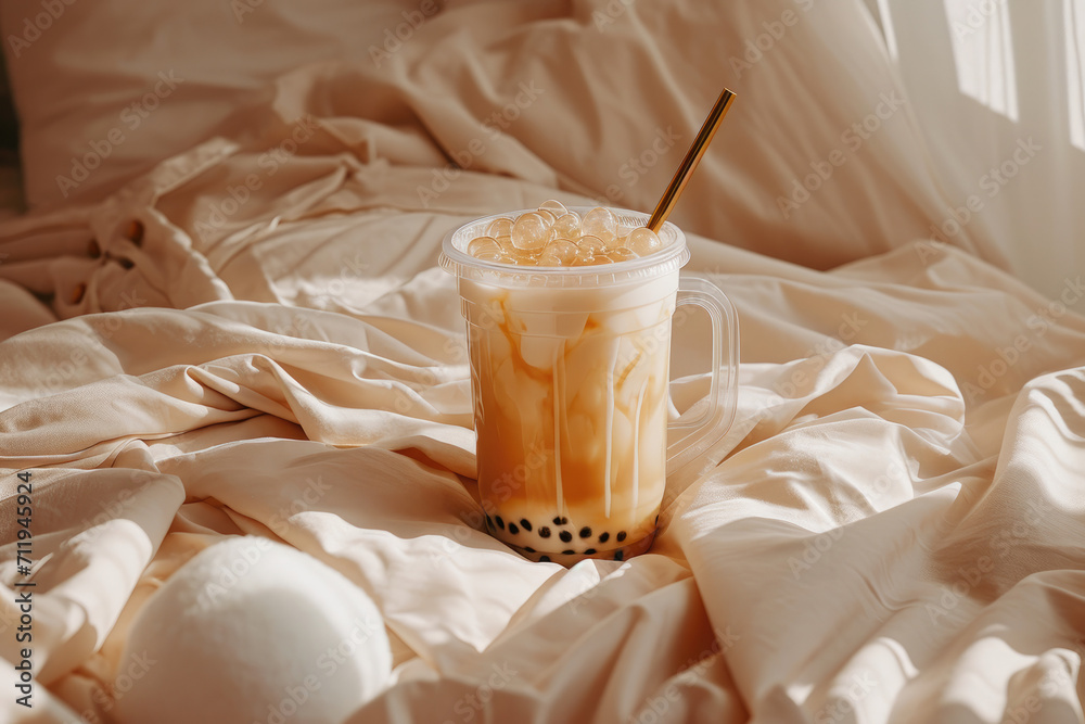 bubble tea boba drink iced refreshment beverage with tapioca pearls ...