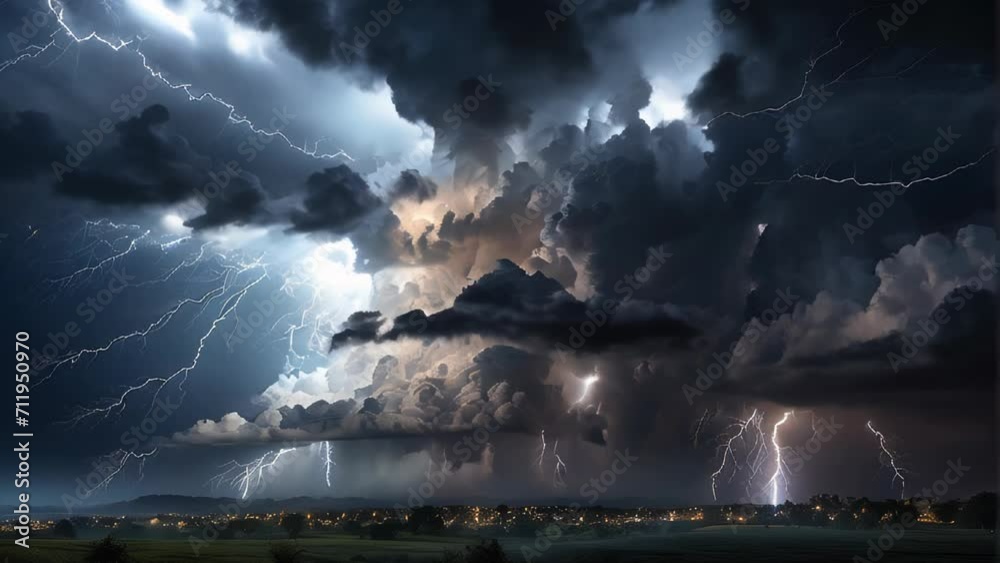 A scene of rough weather with light pouring down to the ground from ...