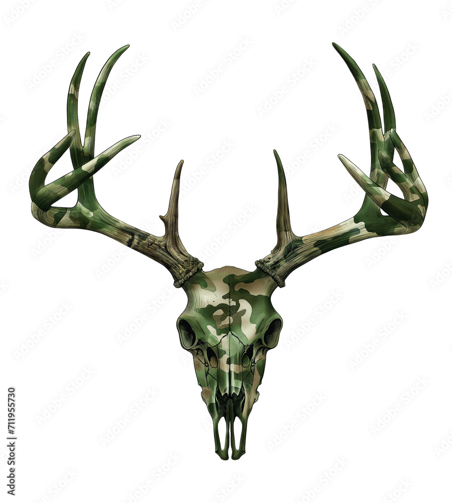 Head of a deer. Wildlife Elegance: Deer Skull and Antlers Design - Camo ...