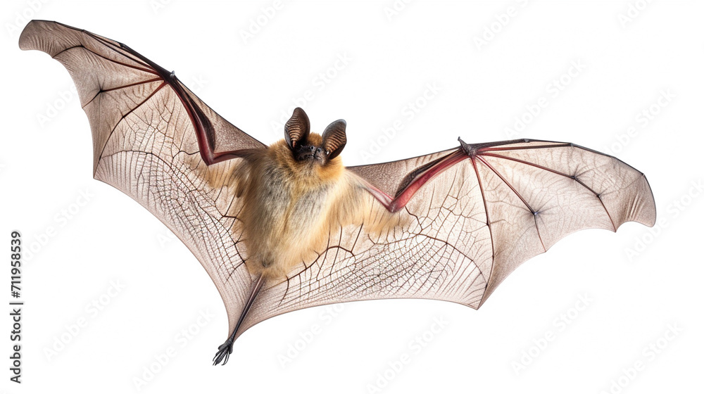 Bat in flight. Wing flap. Flying bat Isolated white background. grey ...