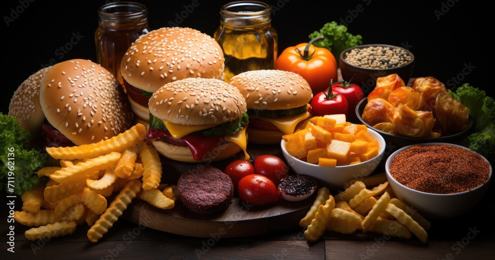 A mouthwatering display of classic american fast food staples - juicy ...