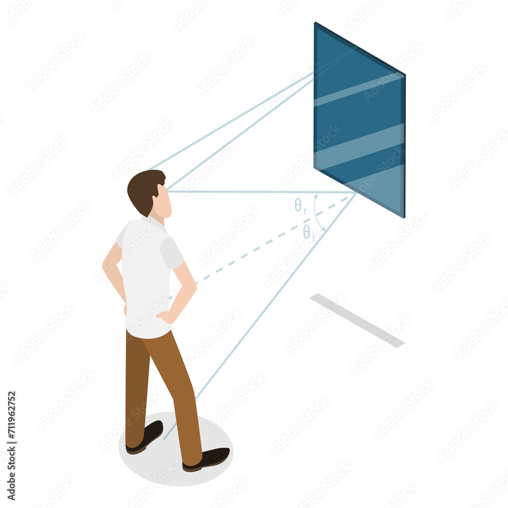3D Isometric Flat Conceptual Illustration of Ray Diagram, Double Slit ...