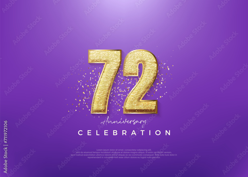 72nd anniversary number, with shiny gold glitter number. Premium vector ...