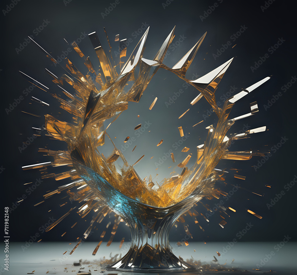 broken glass , shattered crystals. projectile. Futuristic Explosion of ...