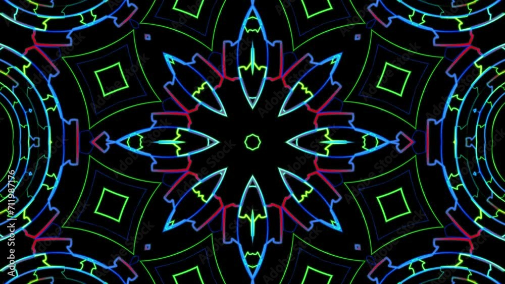 Looped kaleidoscope animated VJ background footage. Flower kaleidoscope ...