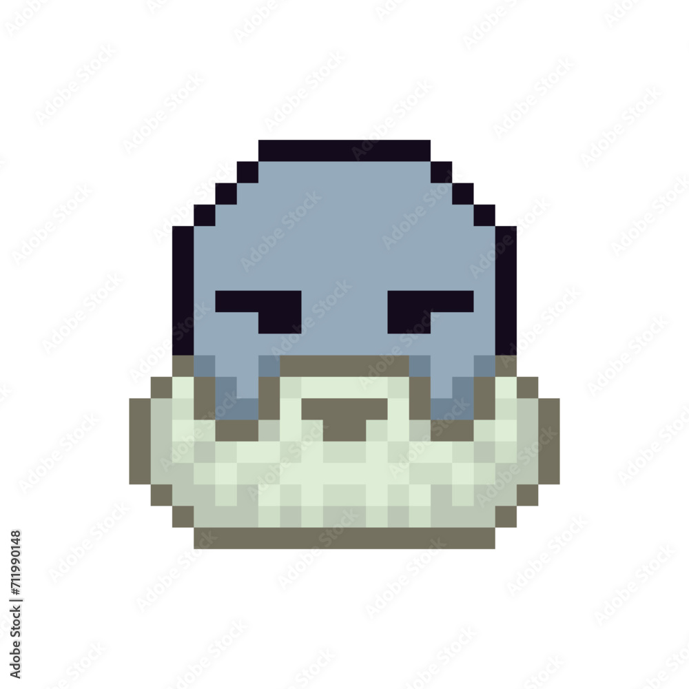 Bearded grandfather, old man gray face pixel art icon emoticon cartoon ...