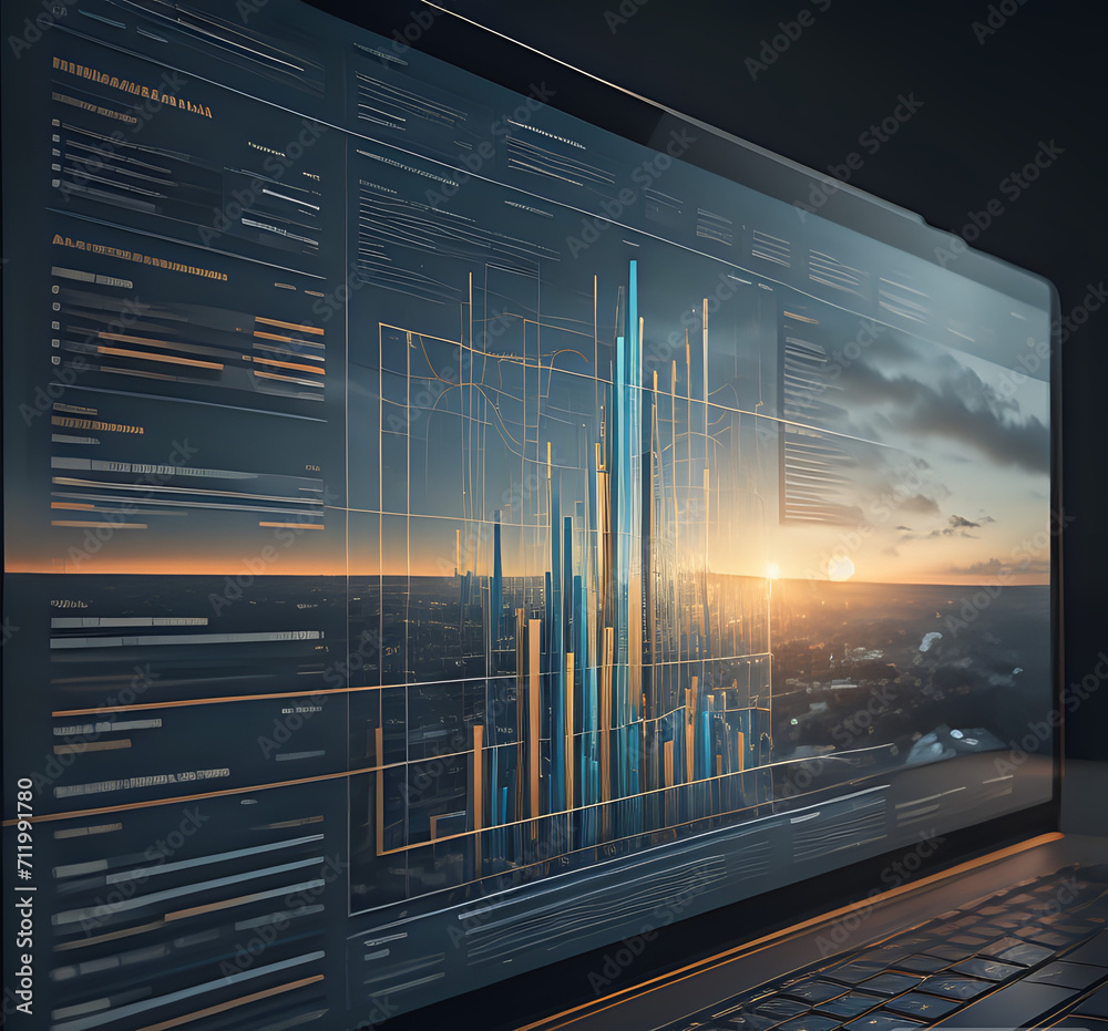 The stock market business concept comes to life as a financial chart ...