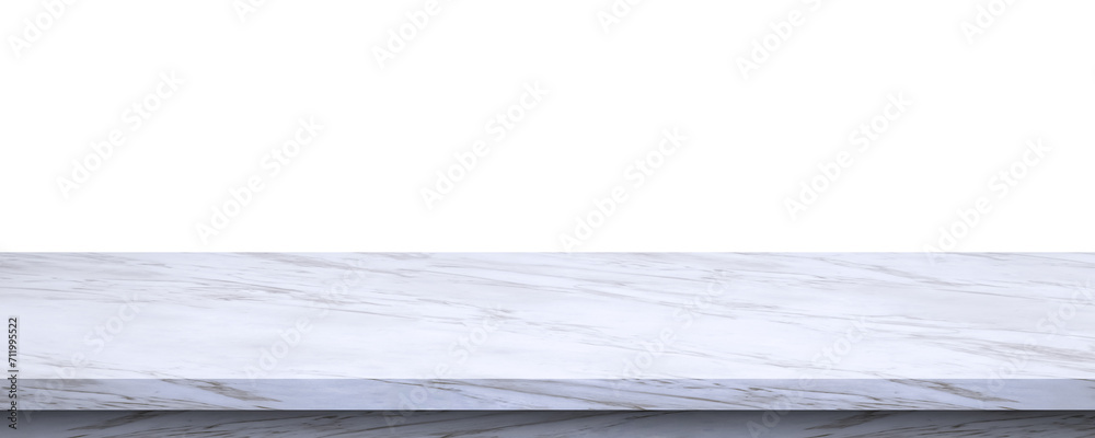 Empty white marble counter or tabletop mockup isolated on transparent ...