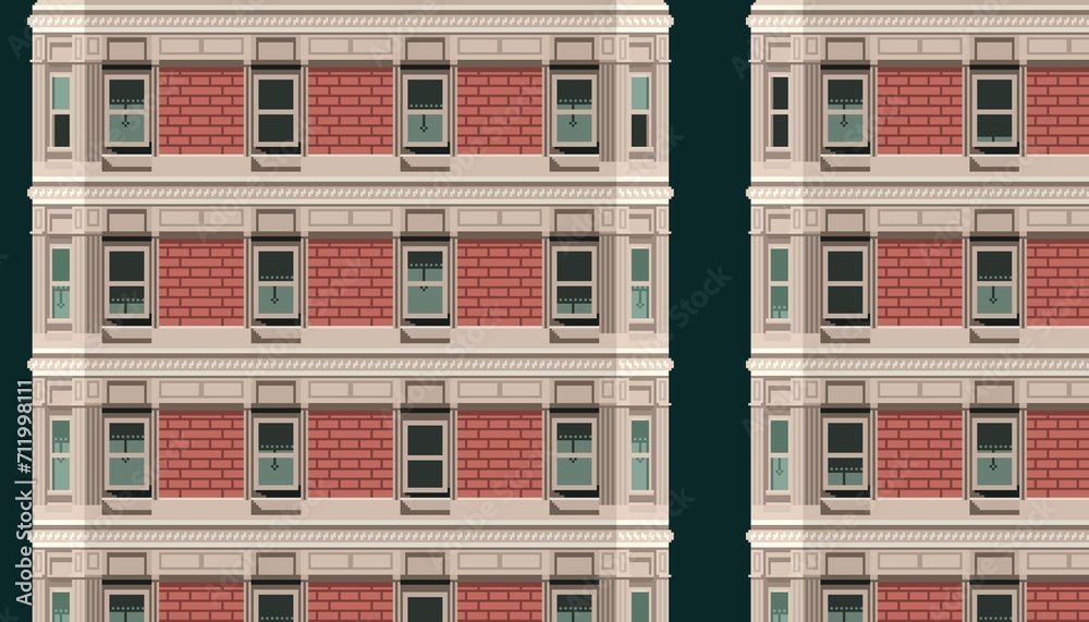 2D Pixel Art building background. Design for wallpaper, background ...