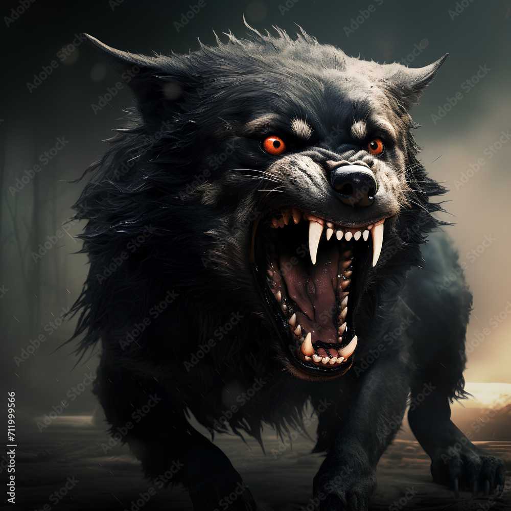 Dangerous ferocious mad dog can spread rabies, Foaming at the mouth ...