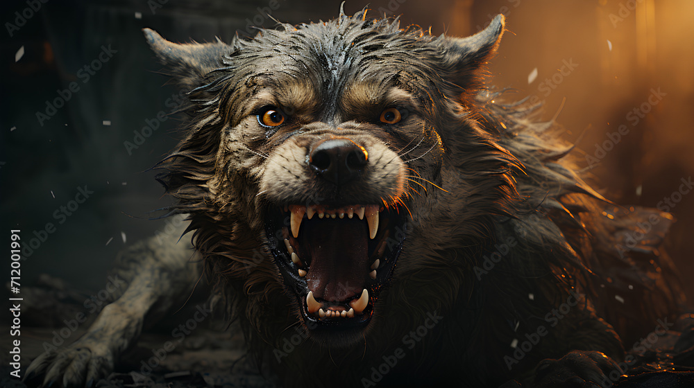 Dangerous ferocious mad dog can spread rabies, Foaming at the mouth ...