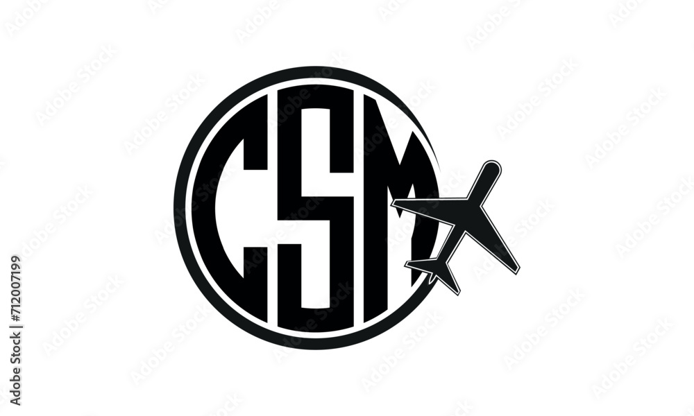 CSM three initial letter circle tour & travel agency logo design vector ...