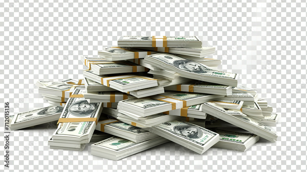 Money Pile of packs of hundred dollar bills stacks isolated on ...