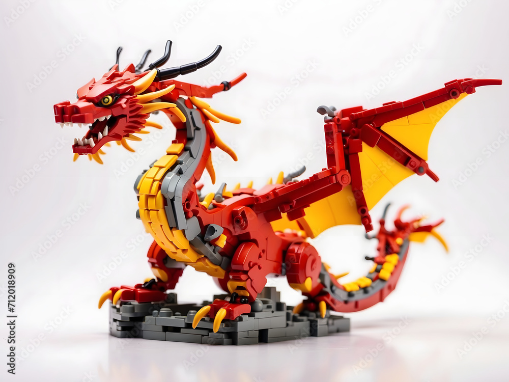 Chinese dragon of the year, Lego red dragon isolated in white ...
