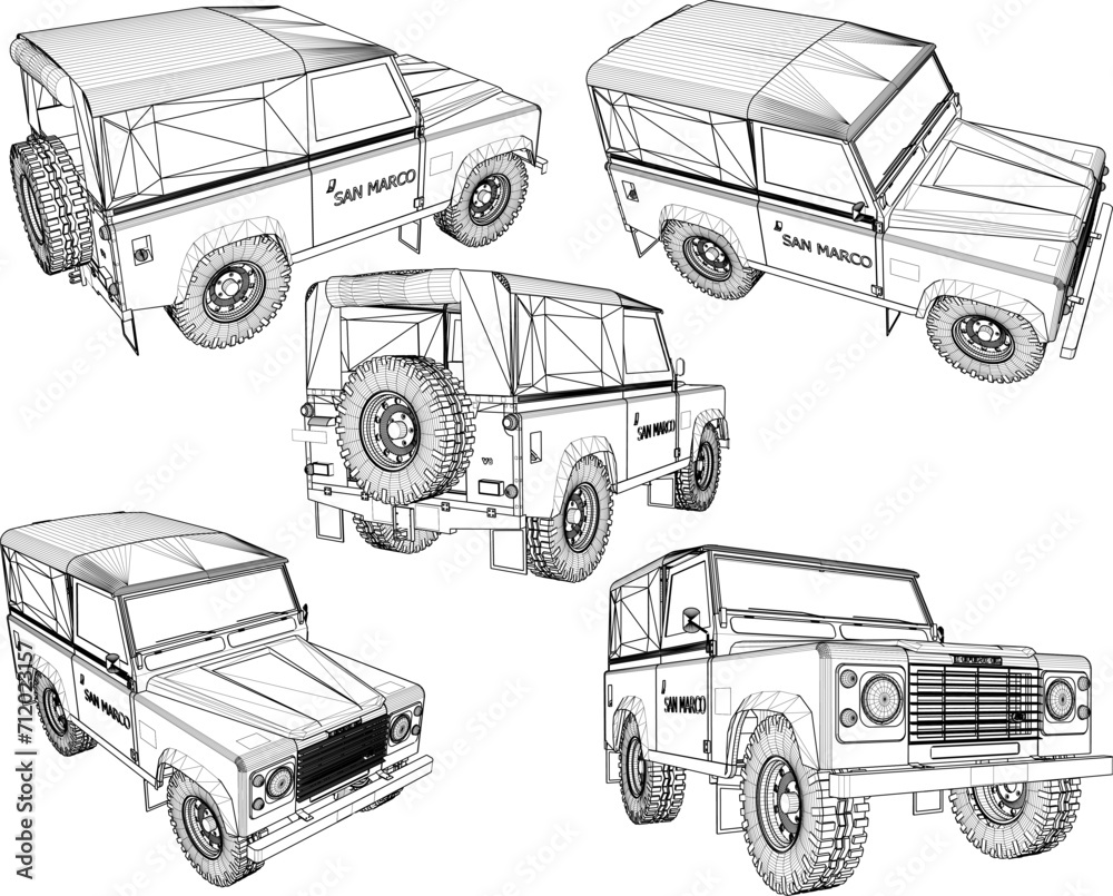 Vector sketch illustration of 4 wheel drive 4wd war combat car design ...