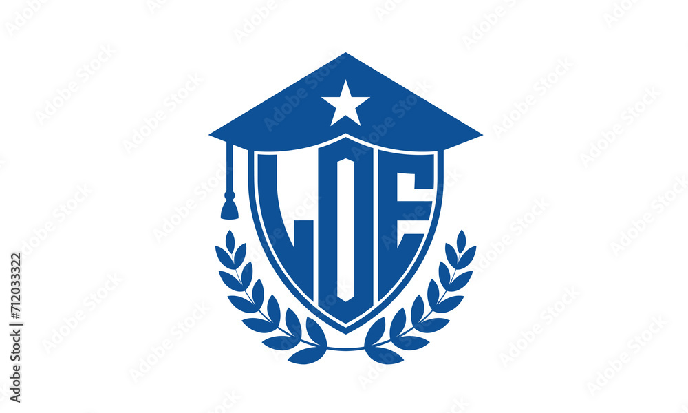 Vetor de LOE three letter iconic academic logo design vector template ...