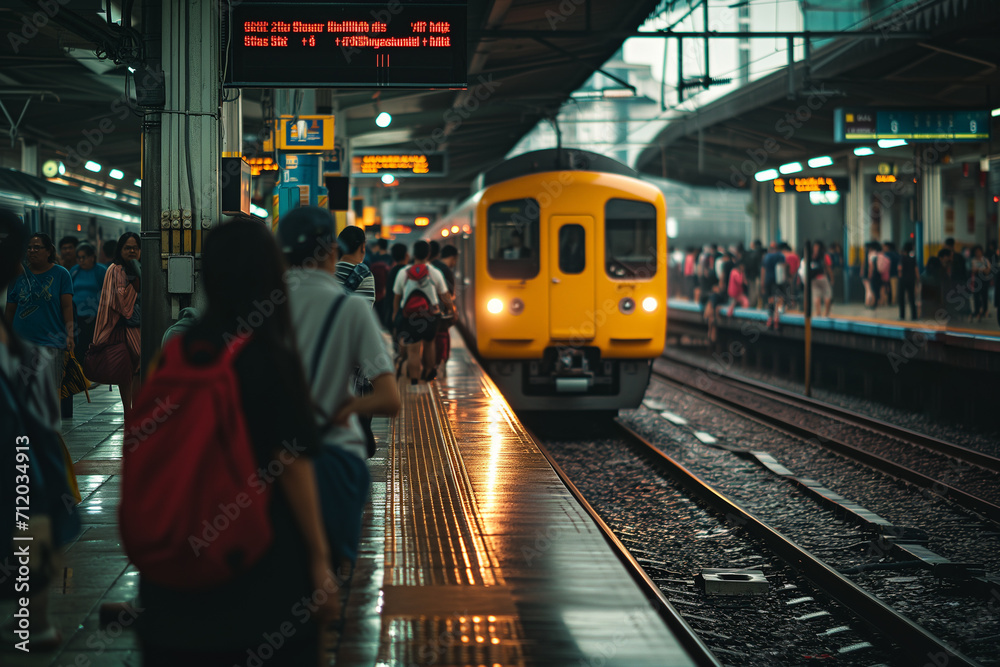 Diverse Emotions and Anticipation as Travelers Board Trains Amidst the ...