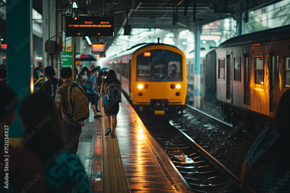 Diverse Emotions and Anticipation as Travelers Board Trains Amidst the ...