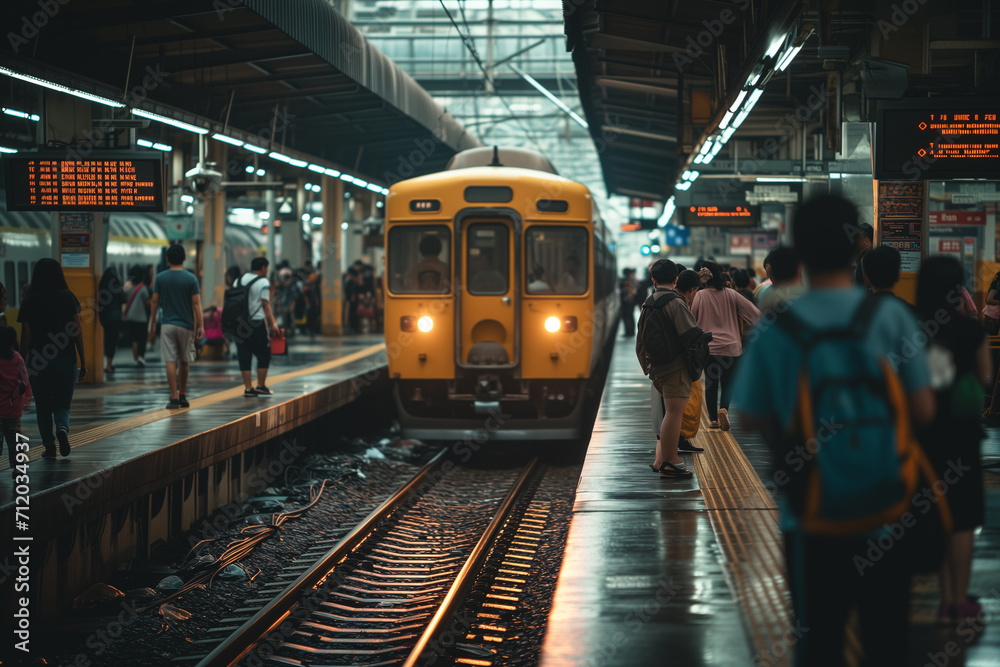 Diverse Emotions and Anticipation as Travelers Board Trains Amidst the ...
