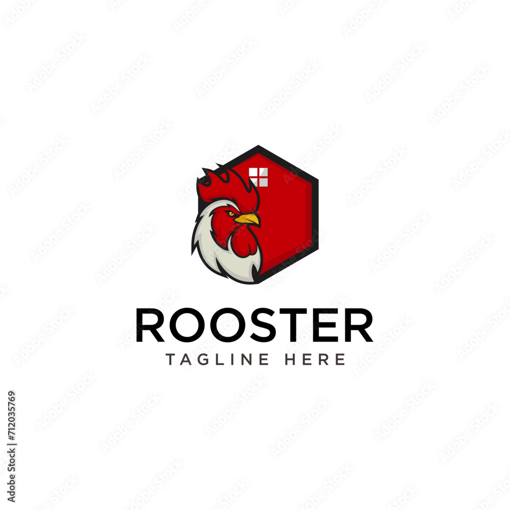 Chicken farm house logo design vector illustration. simple abstract ...