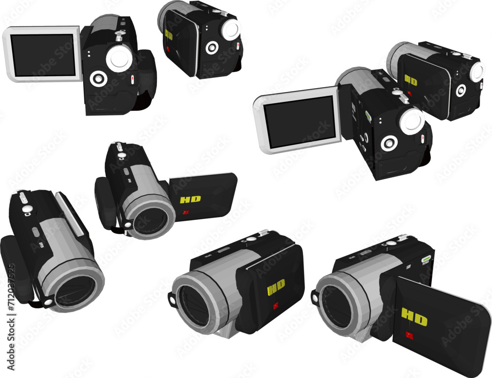 Vector sketch illustration of classic old handycam video camera design ...