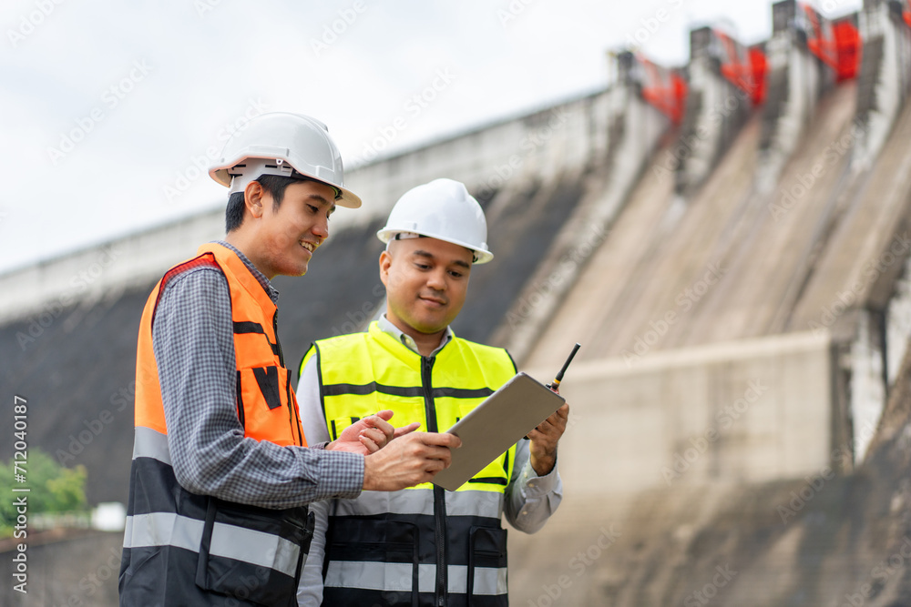 Confident asian two maintenance engineers man inspection discussstion ...