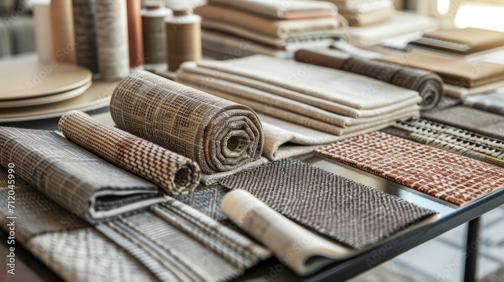 Assortment of Elegant Fabric Samples on Display, Interior Design and ...